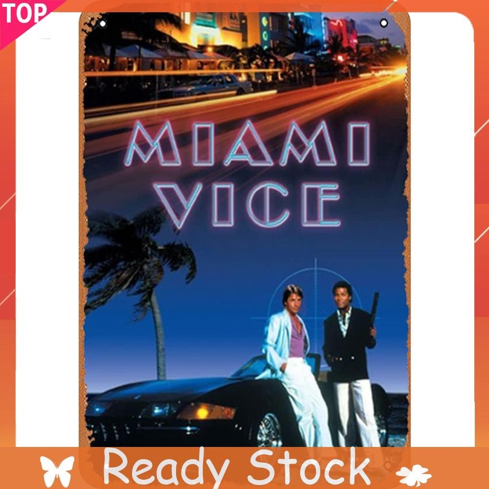Vintage Metal Plate Miami Vice ภาพวาดเหล็กสี่เหลี่ยม Wall Art Decor ...