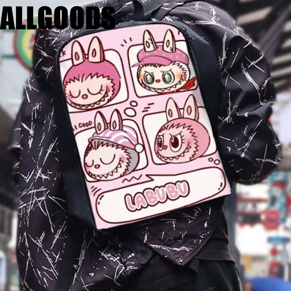Allgoods Labubu School Backpack, Nylon Letter Labubu Students Shoulder ...