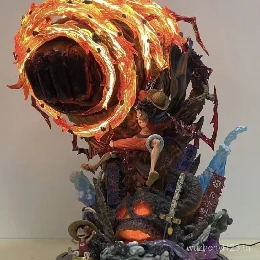 One Piece Hand-Hat GK Straw Hat Industry Fire Lufei Statue Light Belt ...