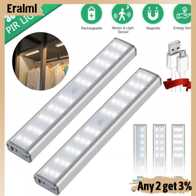 Eralml Human Body Sensor Light ชาร์จ Usb Pir Motion Sensor ตู้เสื้อผ้า ...