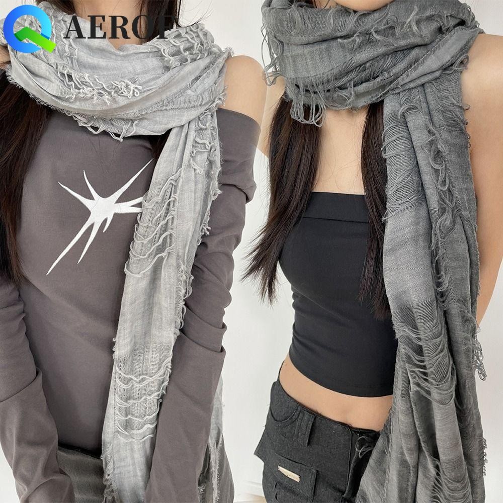 Aerof Y2K Gothic Headscarf, Casual จีบ Y2K Harajuku ผ้าพันคอ, Vintage ...