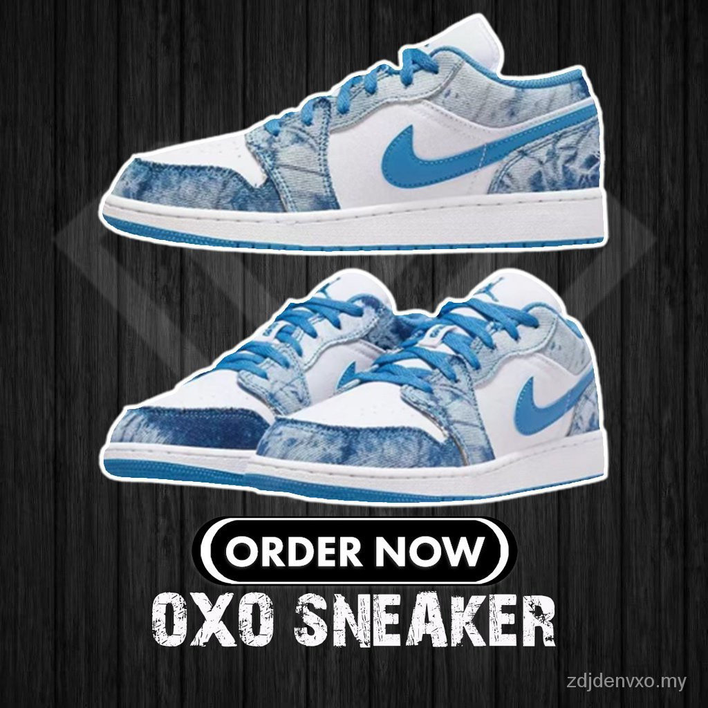 Diskaun Air Jordan 1 low Wash Denim (GS) AJ1 Washed Denim (คุณภาพ ...