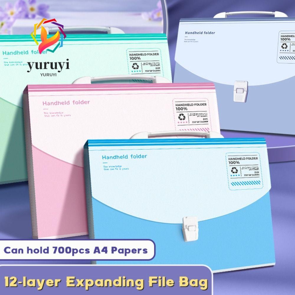 ถุงแฟ้มขยาย YURUYI, แฟ้ม A4 มือถือ A4, คุณภาพสูงความจุขนาดใหญ่ 12 ชั้นการจําแนกประเภทโฟลเดอร์ ...