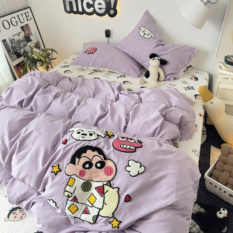 【Ten Beans】แผ่น 3 ชิ้น 5 ฟุต 6 ฟุต 1.5 m1.8m ผ้าปูที่นอนการ์ตูนเครยอน ...