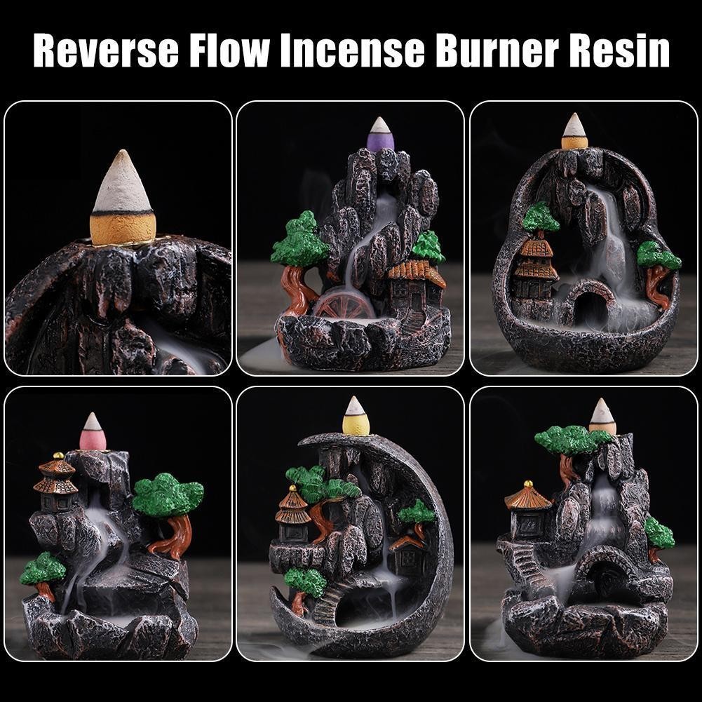 เรซิ่น Backflow ธูป Burner น้ําตกธูป Stick ผู้ถือเซรามิคผู้ถือธูป ...