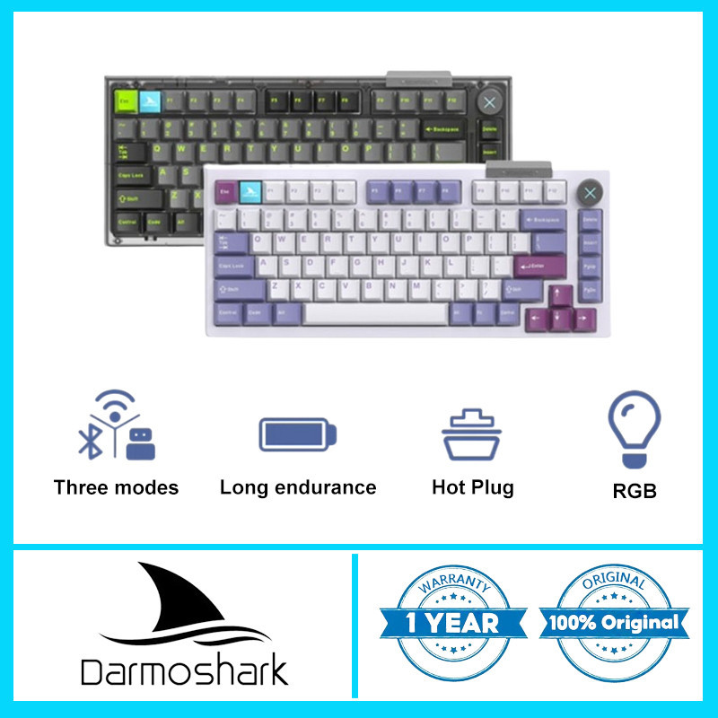 Darmoshark TOP75/EC75 ไร้สายสามโหมด 75% ปรับแต่ง 81 คีย์ TOP โครงสร้าง RGB คีย์บอร์ดเครื่องกล ...