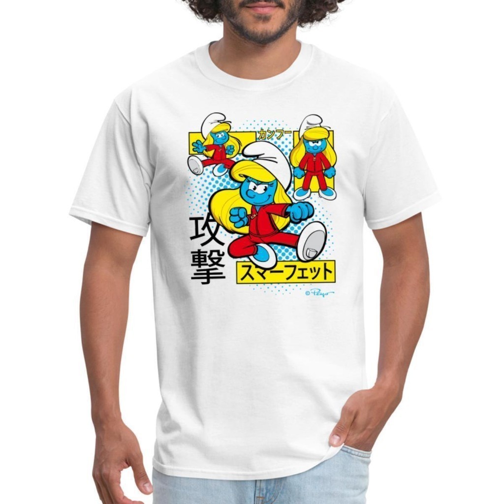 ใหม่ The Smurfs Japanese Action Smurfette - Dynamic Poes Design Mens T ...