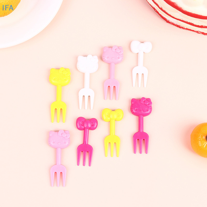 IFA 10 ชิ้น Mini Kawaii สัตว์การ์ตูนส้อมผลไม้เด็กขนมเค้กขนมอาหารผลไม้ Pick ไม้จิ้มฟันป้าย Bento ...