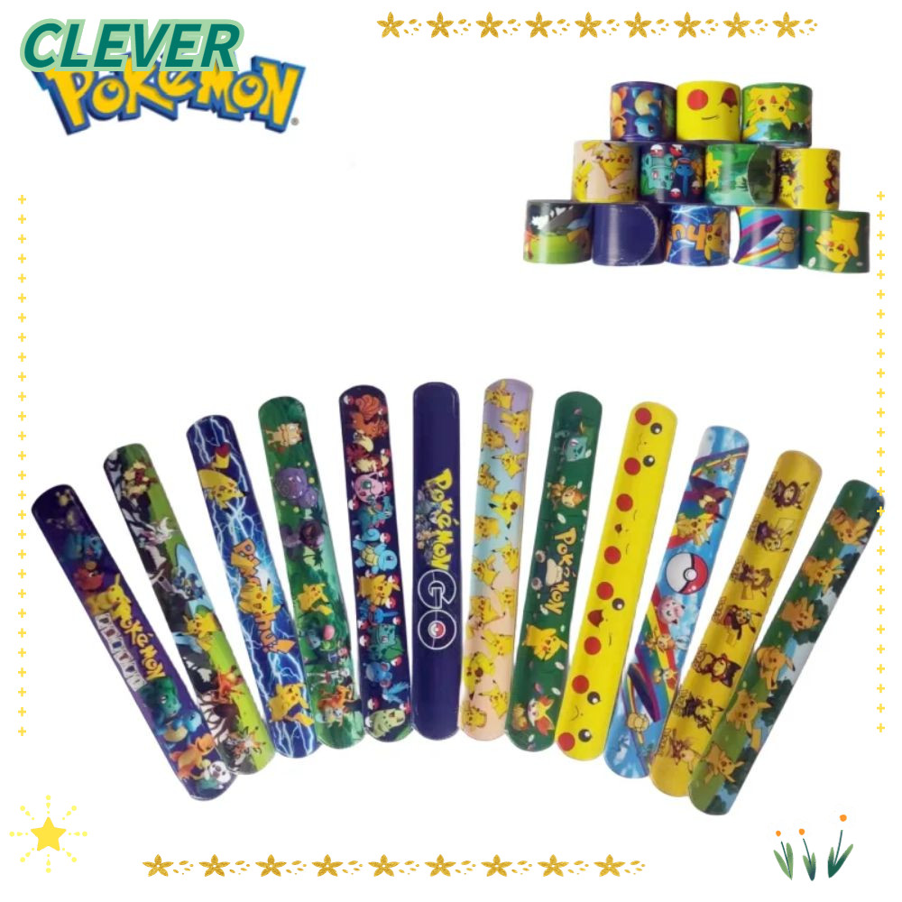 Clever 12 PCS Pikachu Hand Ring, PVC น้ําหนักเบาสร้อยข้อมือสายรัดข้อมือ ...