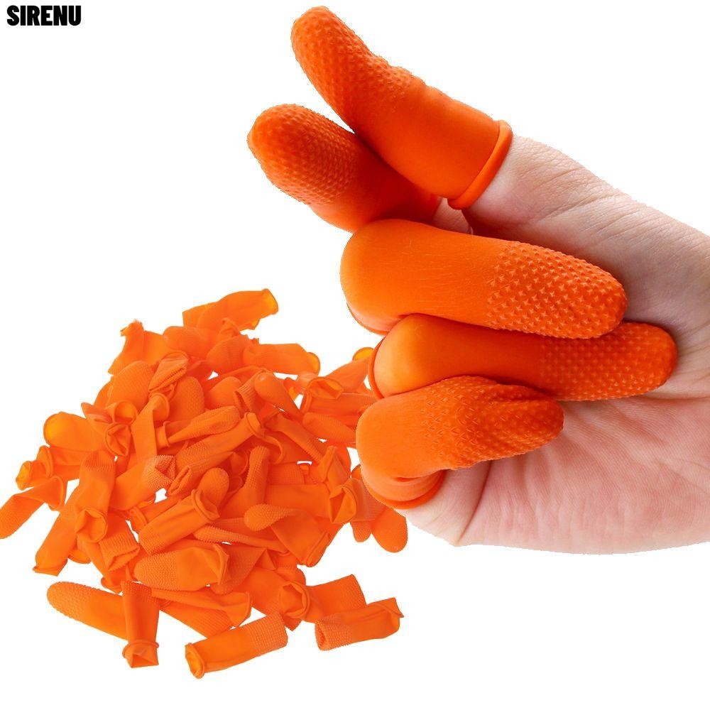ไซเรน 100 ชิ้น Orange Finger Cots ลื่นยางธรรมชาติเล็บเครื่องมือถุงมือ ...