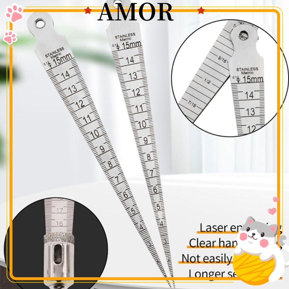 AMOR Wedge Feeler ไม้บรรทัด, สแตนเลส 2 มม. หนา Gap Gauge, 0-15 มม. ...