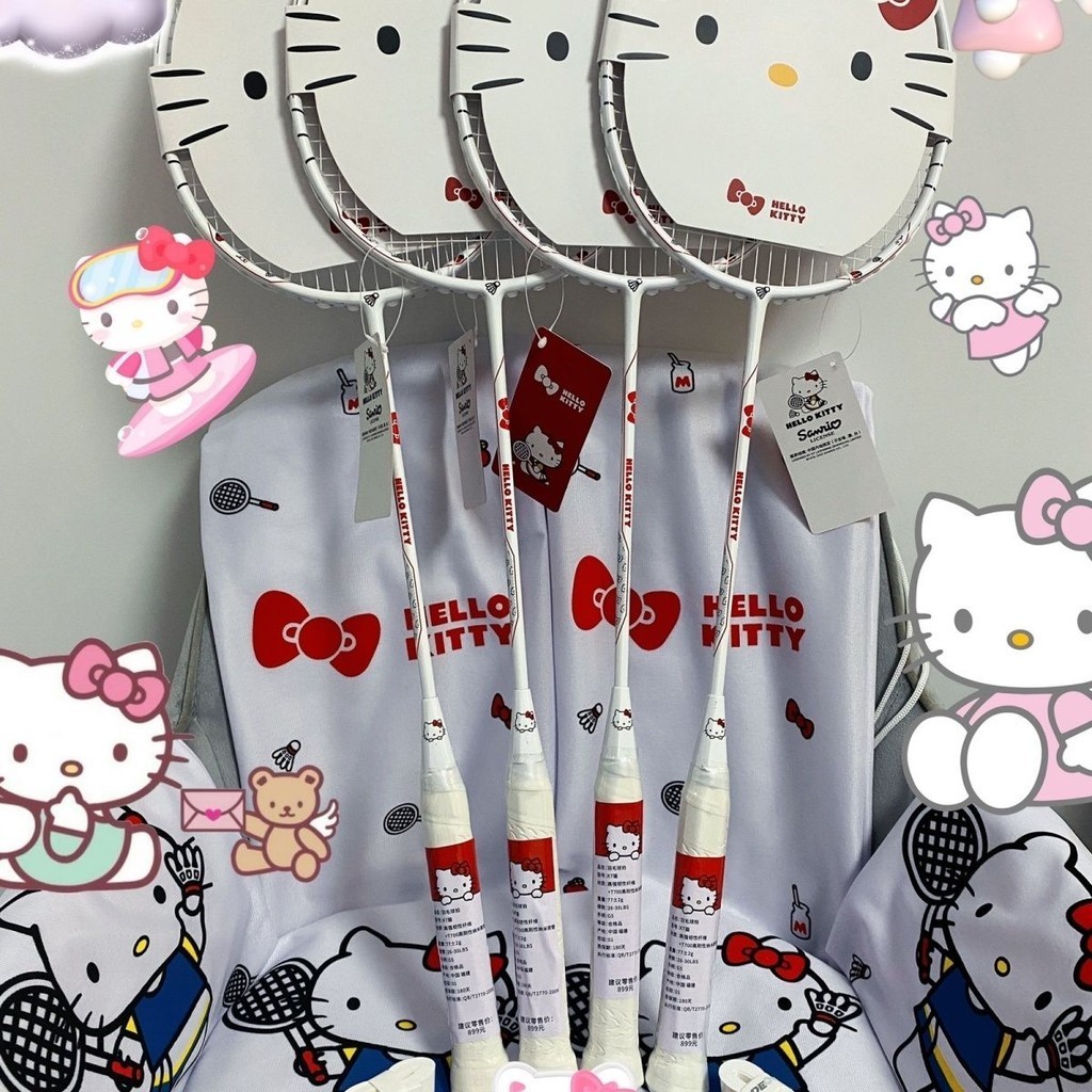ของแท้ KT Cat HelloKitty แบดมินตัน Racquet Ultra Light 4u Single Racquet คาร์บอนไฟเบอร์ทั้งหมดทน ...