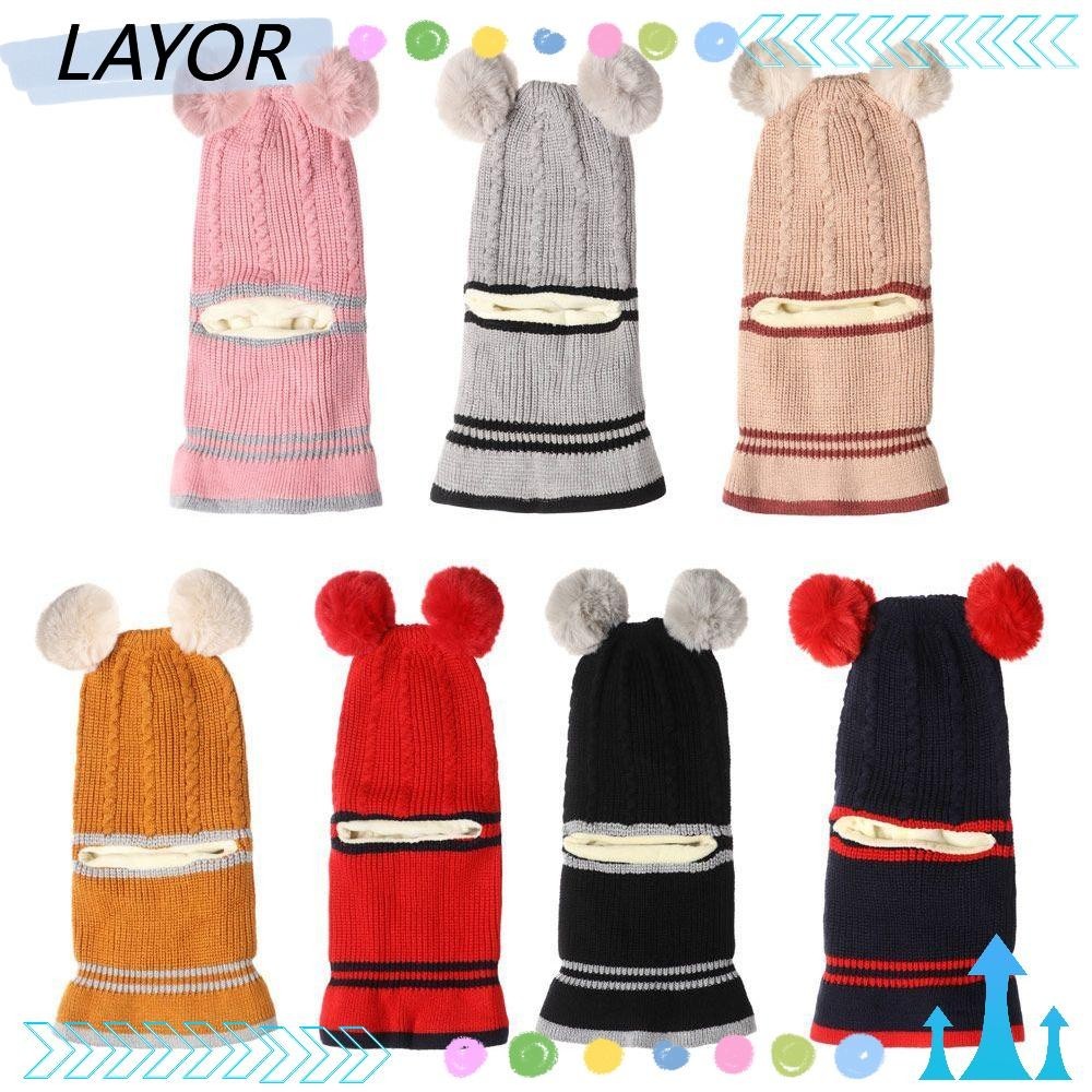 Lay ถักหมวกเด็กขนแกะWindproof Head Cover Masked Cap | Shopee Thailand