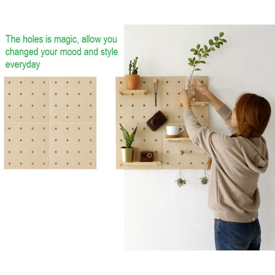 Simple Wooden Peg Board, Wall Decor Pegboard Shelves, Creative DIY ...