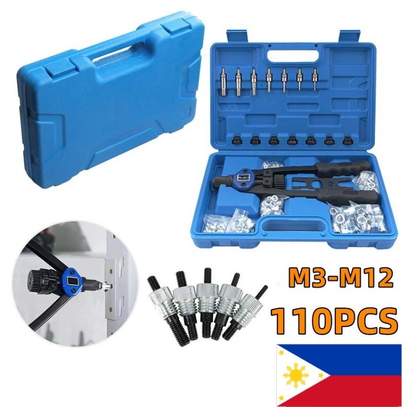 110pcs Machine Set Hand Riveter Riveting Tools Threaded Repairing ...