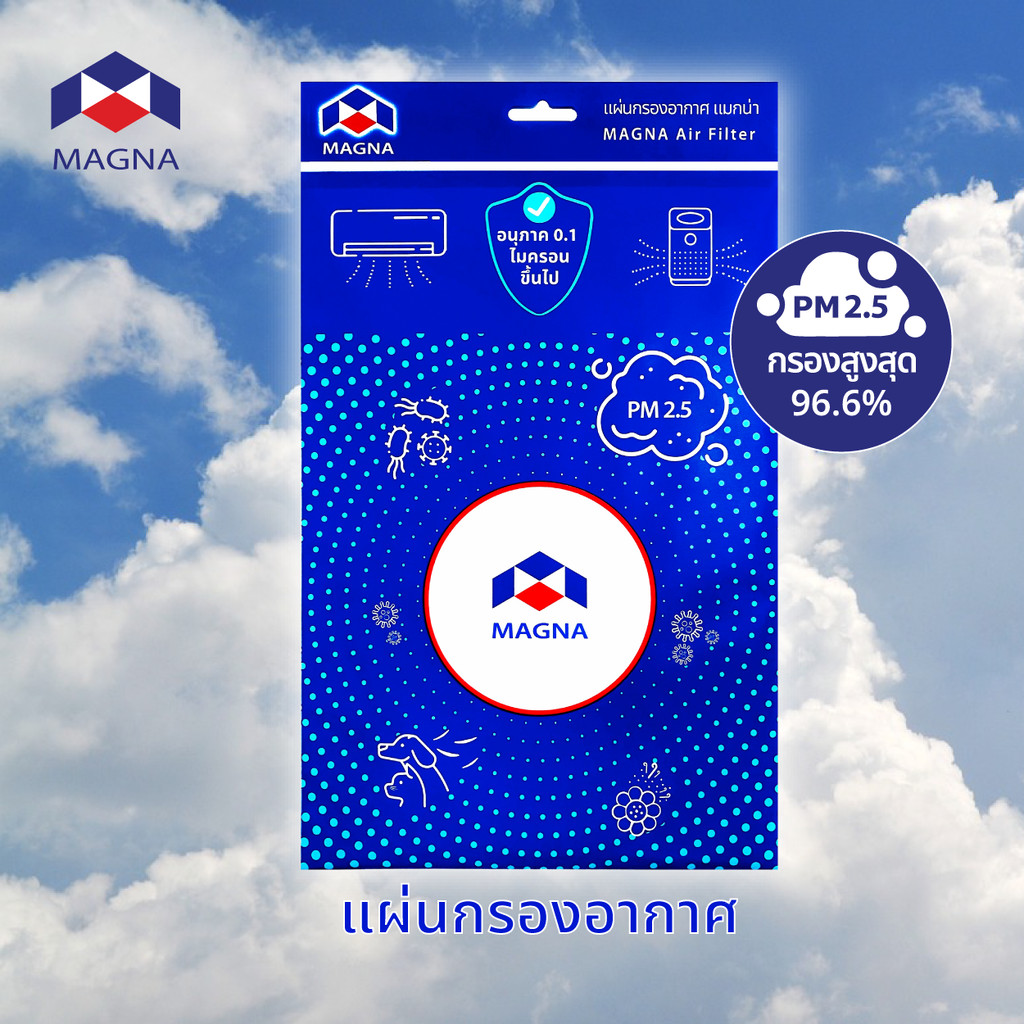 แมกน่า แผ่นกรองอากาศ กรองฝุ่น PM 2.5 ฟอกอากาศ ไส้กรองอากาศ ฟิลเตอร์ เฮป ...