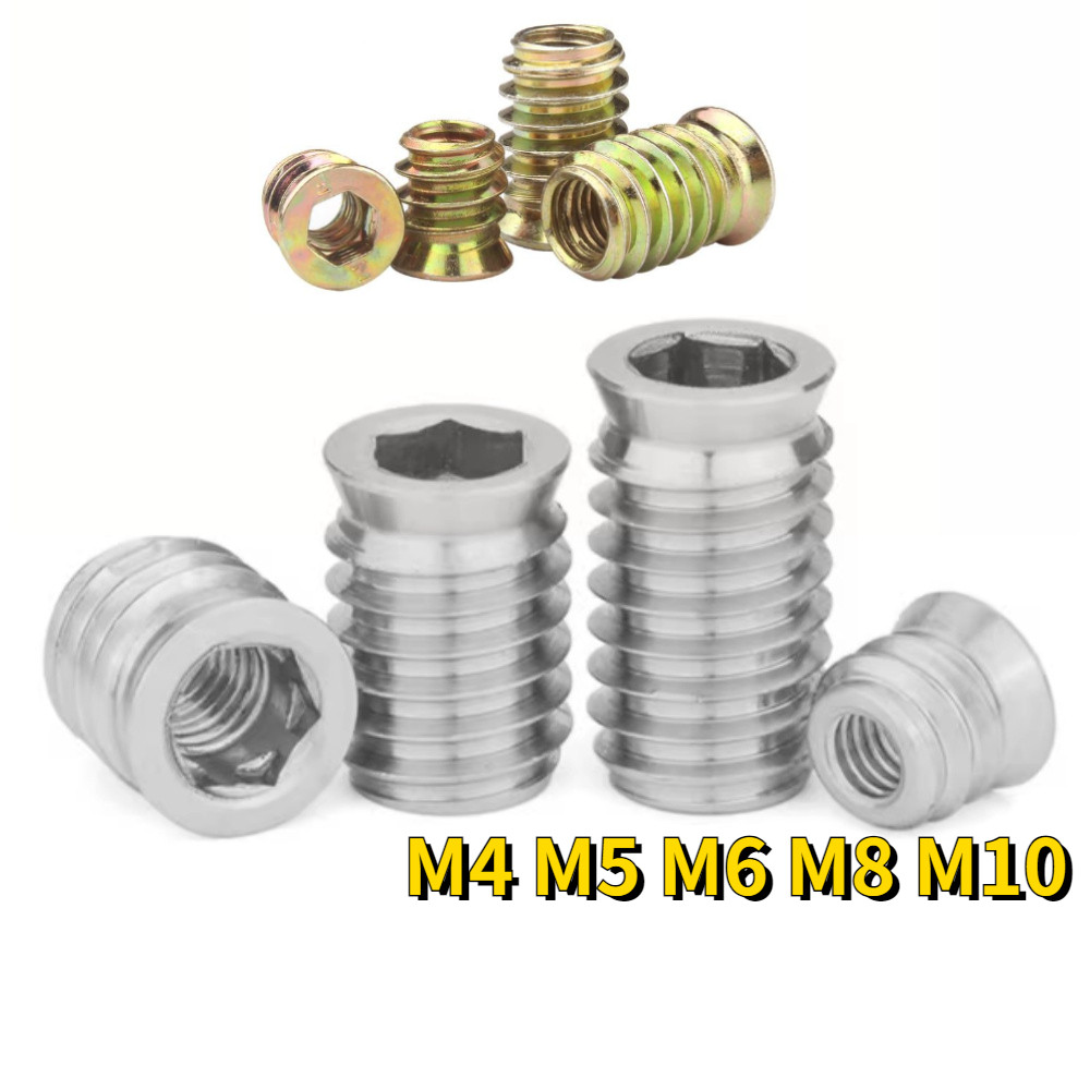 [YTH1] ตัวหนอนฝังไม้ หกเหลี่ยม สแตนเลส 304 M4 M5 M6 M8 M10 พุกเกลียวฝังไม้ ใช้สกรูเกลียวมิล ตัว ...