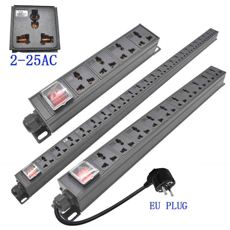 Pdu Power Distribution Unit 2-25 ทางเอาต์พุต Universal Socket Rackmount Server Rack ปลั๊ก PDU EU ...