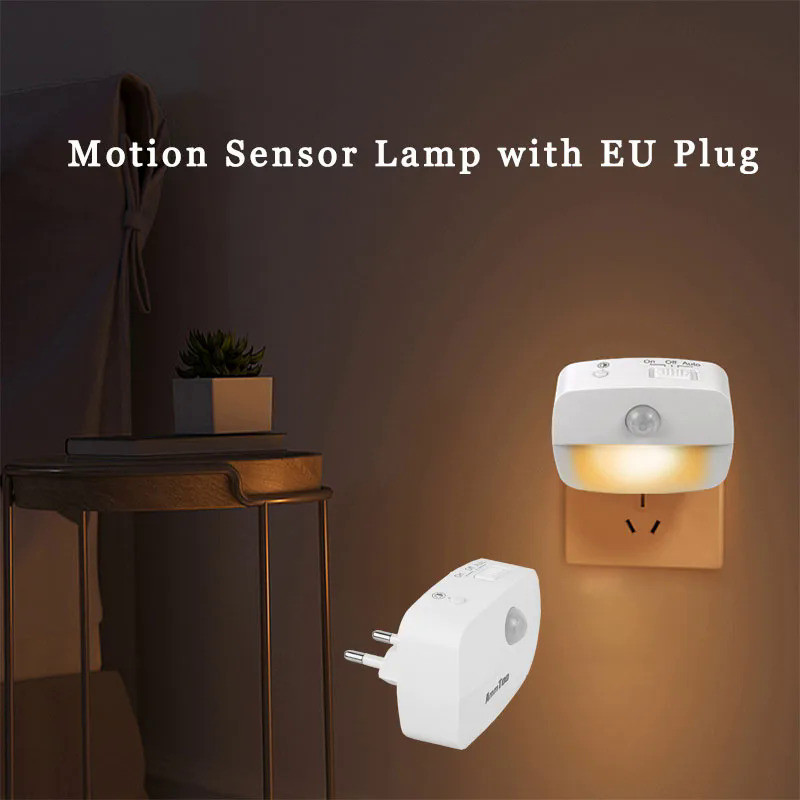 Wireless LED Motion Sensor Night Light Plug In Motion Detector Bedroom ...
