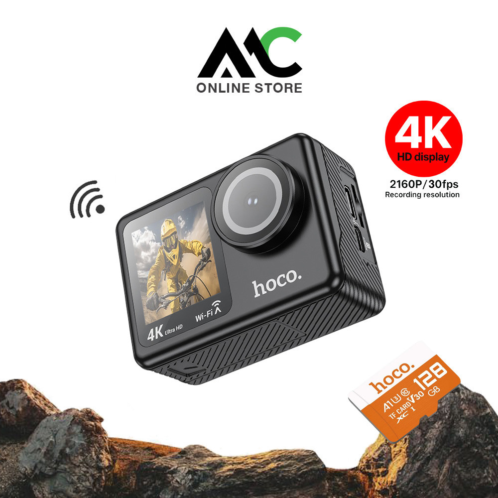 [พร้อมเมม 128Gb] Hoco DV101 กล้องแอคชั่น 4K/30fps หน้าจอคู่ Wi-Fi กัน ...