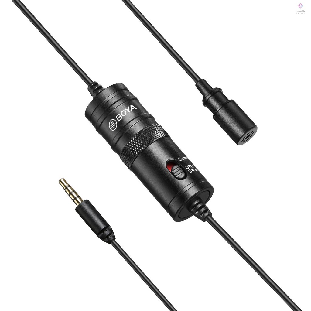 E * M BOYA BY-M1 ไมโครโฟนแบบหนีบรอบทิศทางสําหรับ Canon DSLR กล้องวิดีโอ ...