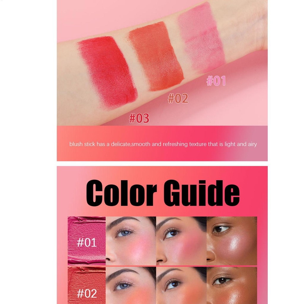 Makeup Blush Stick for Cheeks Long Lasting Cream Blush Red Blush with ...