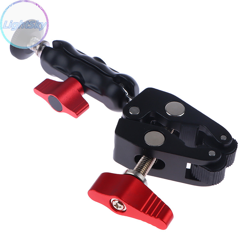 Lightsky อลูมิเนียม Clamp Double Ball Head Magic Arm Clamp 1/4 3/8 สําหรับโทรศัพท์ Video Mount ...