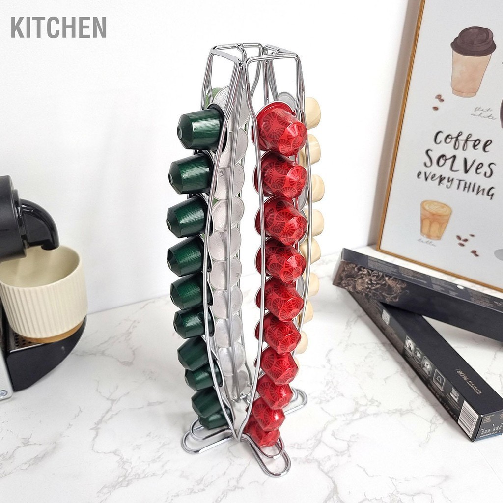 Kitchen Coffee Pod Rack ผู้ถือ Capsule Display เหล็ก 40 ชิ้นความจุ ...