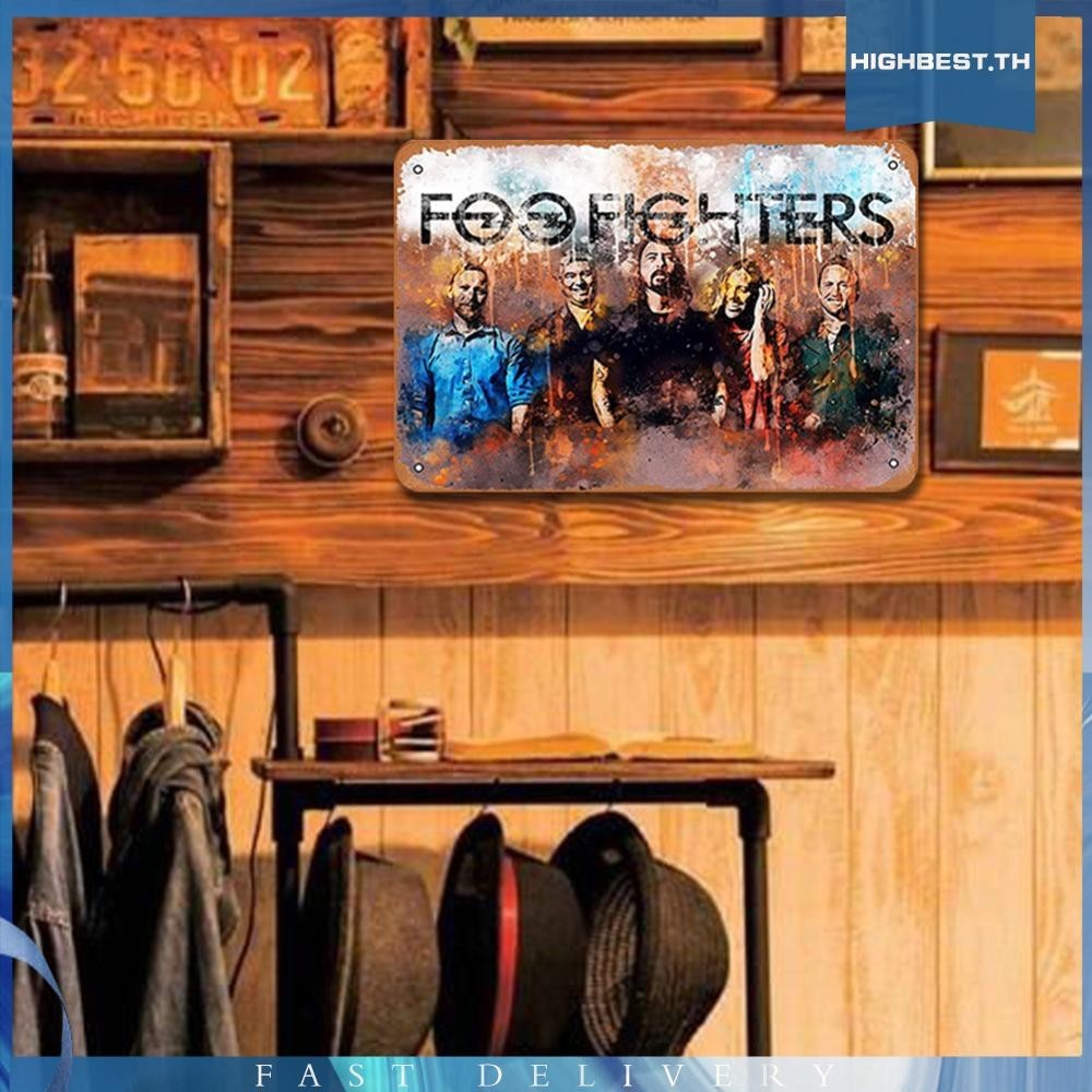 [Highbest.th] Vintage Metal Plate Foo Fighters Band ภาพวาดเหล็ก ...