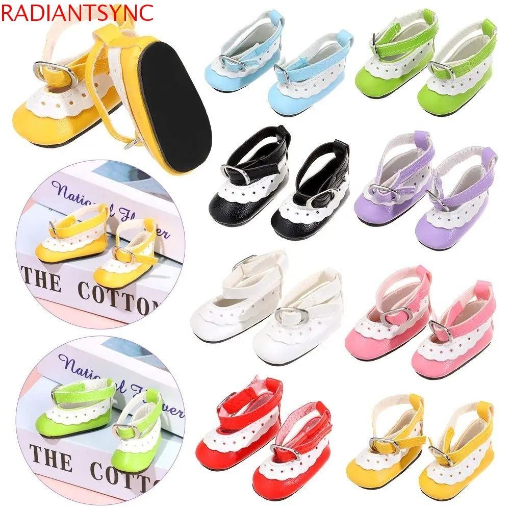 Radiantsync รองเท้าหนังสดใส, PU Mini ยาว 5 ซม.รองเท้าตุ๊กตา, Play House ของเล่น DIY สีสัน ...