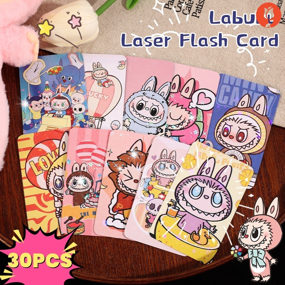 30 ชิ้น/กล่องน่ารักสองด้าน Labubu Photocards คอลเลกชันการ์ด - ตุ๊กตามอน ...