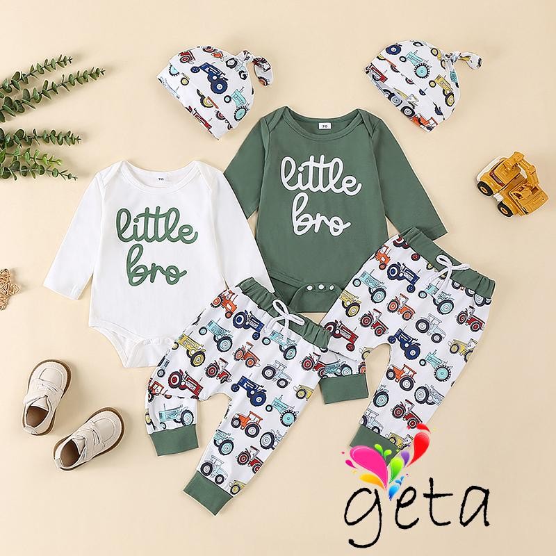 Ljw-เด็กทารกฤดูใบไม้ร่วง3ชิ้นชุดจดหมายพิมพ์แขนยาว ชุดรอมเปอร์ กับเอวยาง ...