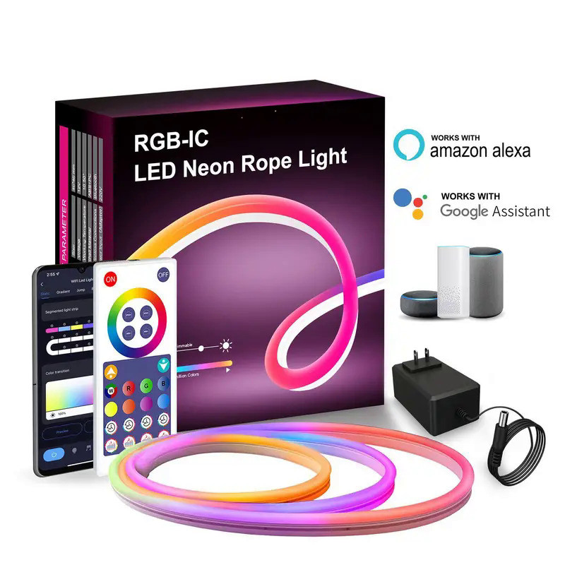 5M DC12V led smart pixel flexible neon rope light,with power adaptor ...