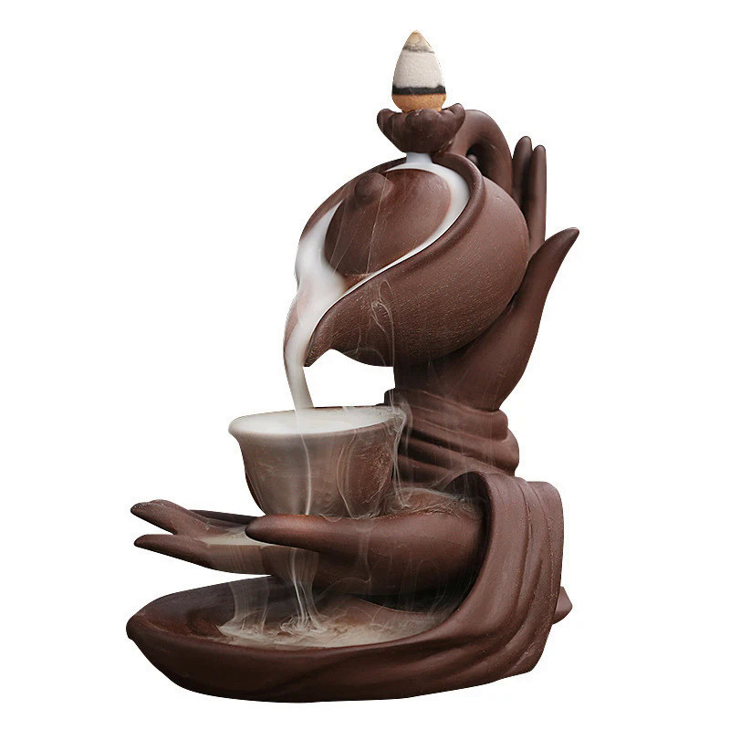 Buddha Hand Backflow Incense Burner Bergamot Teapot Smoke Waterfall ...