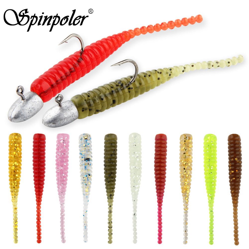 Spinpoler Ajing เหยื่อนุ่ม Dropshot Rock ตกปลา 40 มม.Micro Stick Tail ...