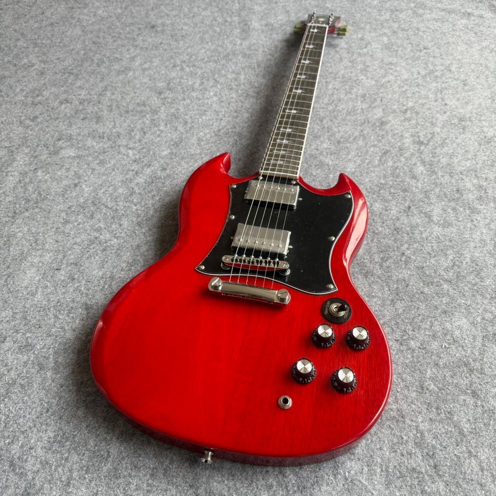 Gibson SG กีตาร์ไฟฟ้ามาตรฐาน Cherry Red Lightning ฝังกีตาร์ไฟฟ้า ...