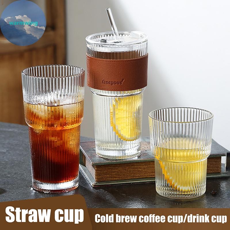 Warmwing โปรไฟล์สูงแก้วแนวนอนฟางถ้วยแนวตั้งพร้อมฝาปิดถ้วยน้ํา Iced Americano Latte Cup TH ...