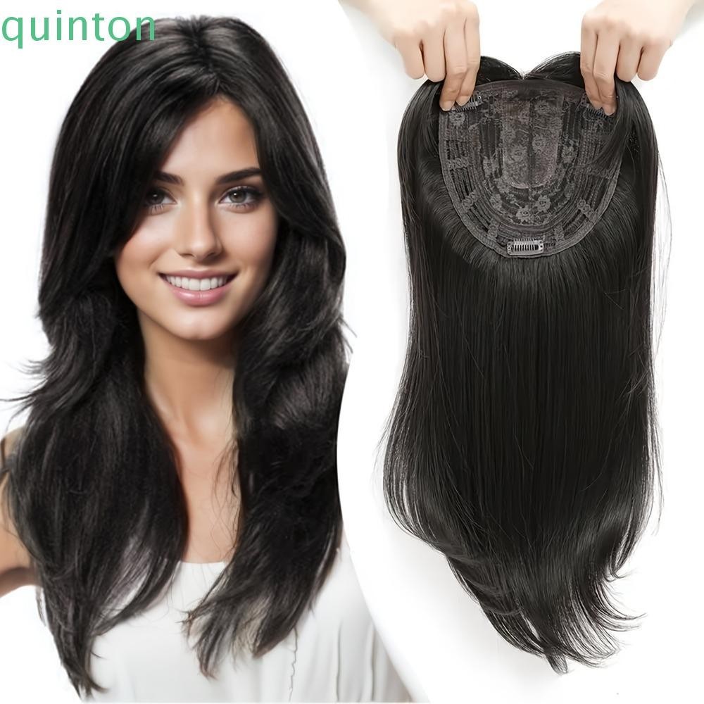 Quiton ผมตรง Topper แฮร์พีชสังเคราะห์ Toupee Hair Toppers เปลี่ยนคลุมทั้งหมดที่มองไม่เห็นกลาง ...