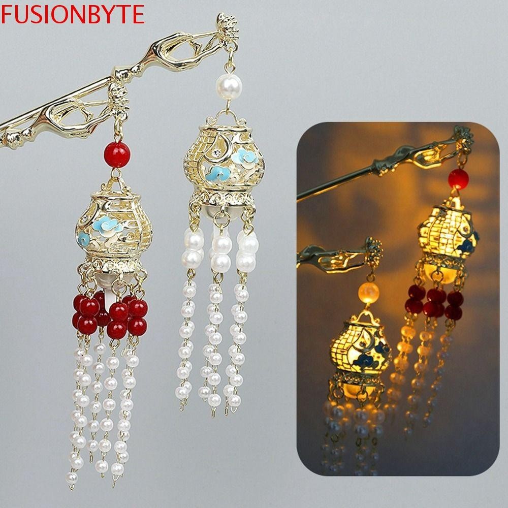 Fusionbyte กิ๊บโคมไฟเรืองแสง, ดอกไม้มุก LED โคมไฟพู่ติดผม, ไฟ LED ประณีตเรืองแสงสไตล์จีน Hanfu ...