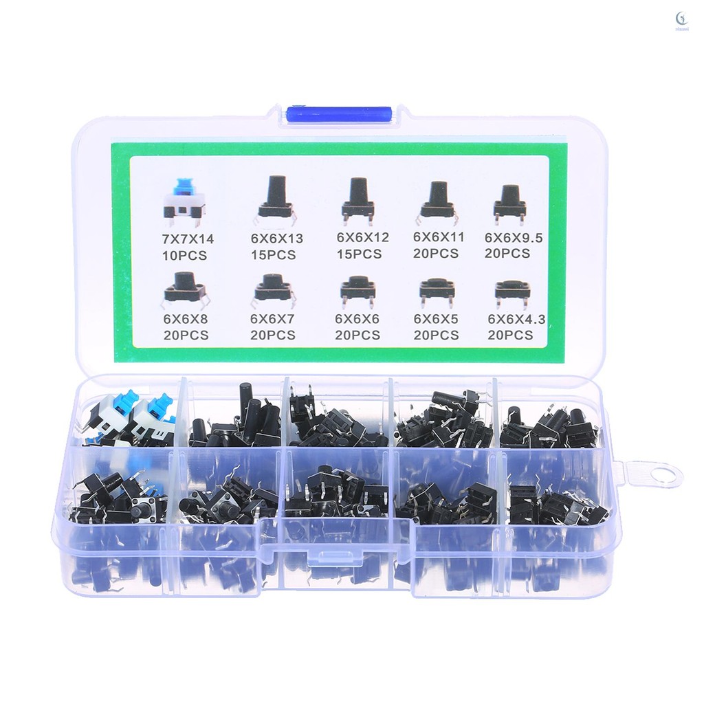 180pcs Tactile Push Button Switch Micro Momentary Tact Assortment Kit ...