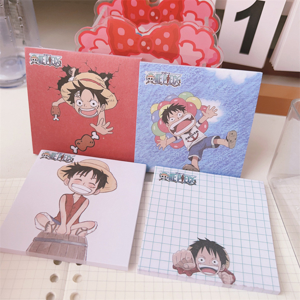 4 ชิ้น One Piece Luffy Sticky Notes การ์ตูนน่ารัก One Piece อะนิเมะ ...