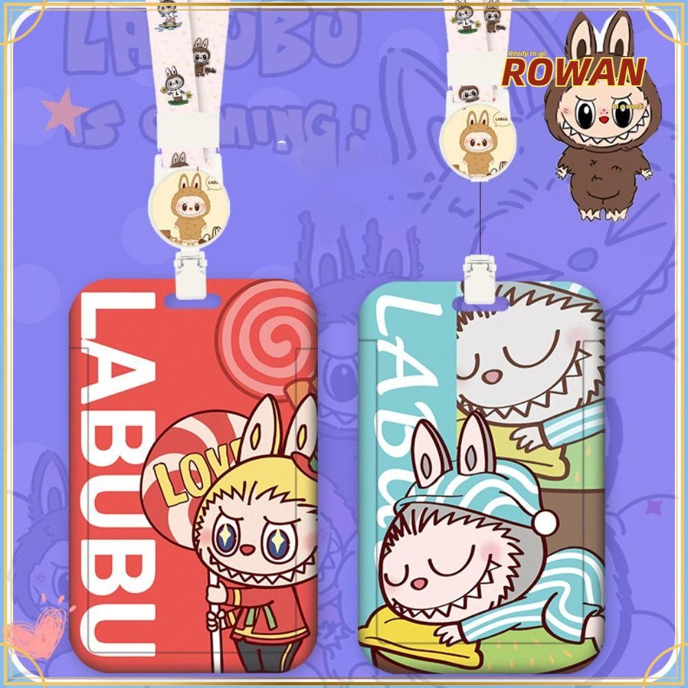 Rowans ปลอกเลื่อน, ปลอกการ์ด PVC Push Pull Labubu, พร้อม Lanyard Labubu ...
