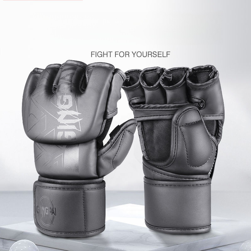 ถุงมือชกมวยครึ่งนิ้วต่อสู้ Sanda Mma ฝึกกระสอบทรายถุงมือผู้ใหญ่ระบาย ...