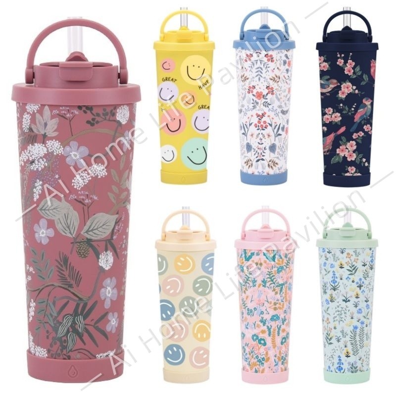 แก้วเก็บความร้อนสแตนเลส304 830ml พิมพ์ความจุขนาดใหญ่ที่สะดวกจับถ้วยหลอดดื่มคู่ | Shopee Thailand