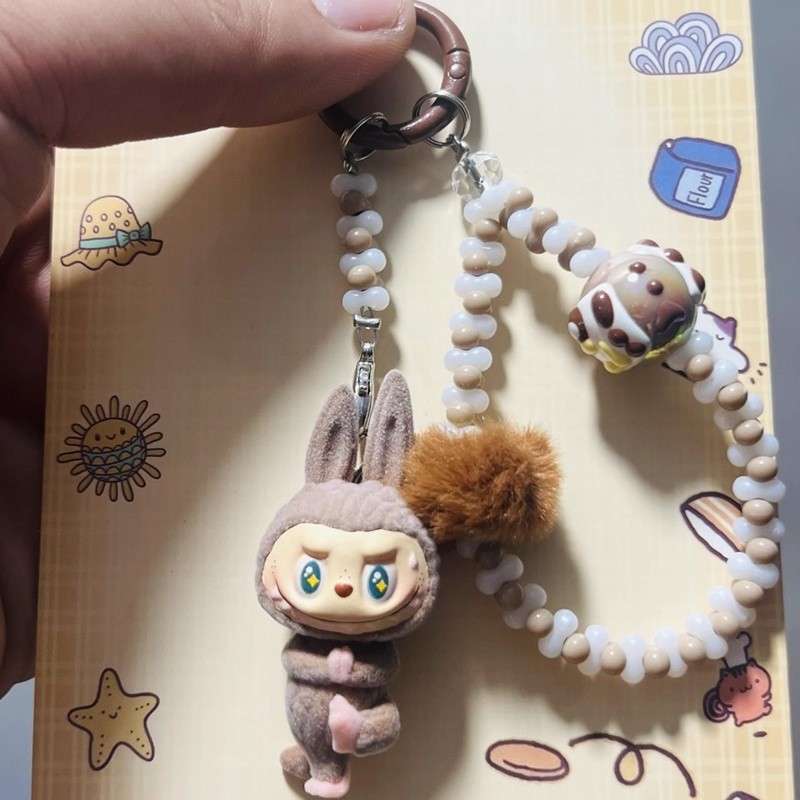 MIni LABUBU Lazy Yoga KeyChains Plush Doll Penant Key buckle （No Pop ...