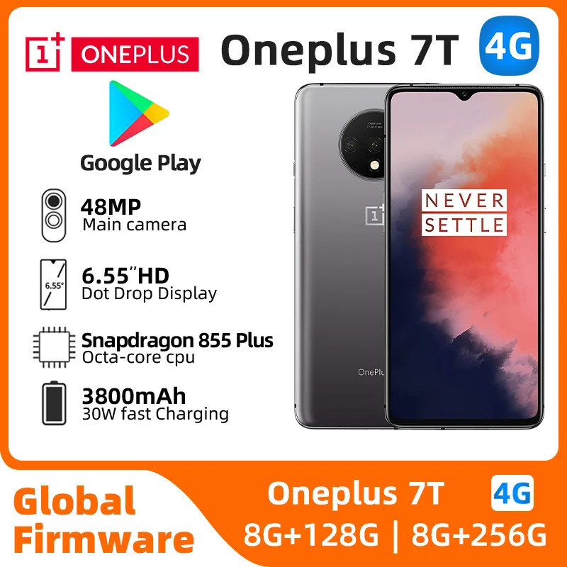 OnePlus 7T โทรศัพท์มือถือ4G LTE 6.41 "8GB RAM 128GB Dual SIM การ์ดเต็มหน้าจอ Snapdragon 845เดิม ...