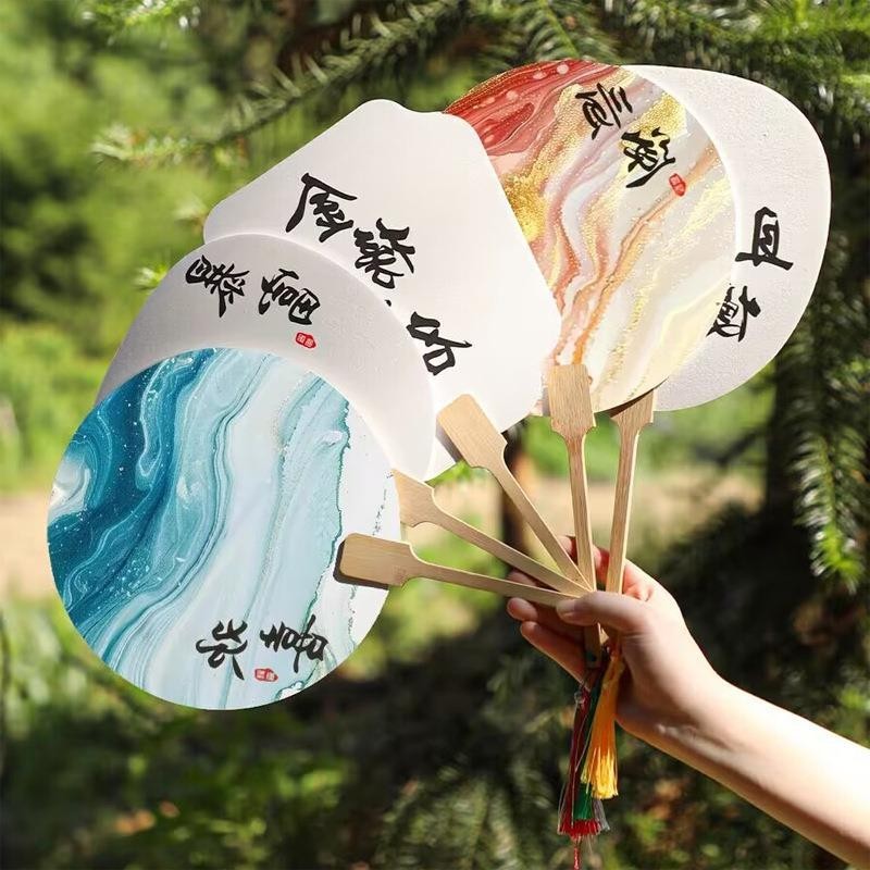 Non-relic Lacquer Fan Material Package Rice Paper Group Fan Blank Fan ...