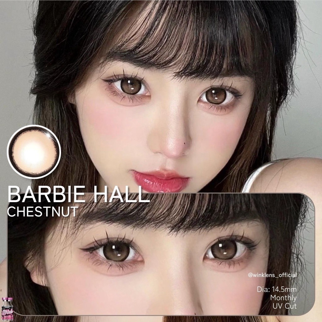 คอนแทคเลนส์(บิ๊กอาย)🔥Barbie Hall🔥(Wink) สี : Chestnut / Gray รายเดือน มีค่าสายตา | Shopee Thailand