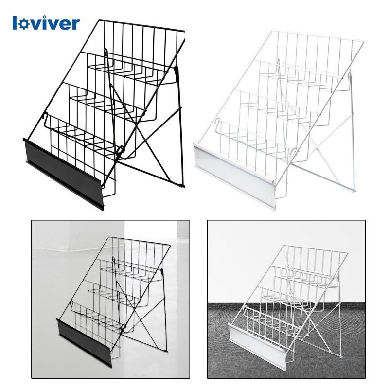 [Loviver] ขาตั้งจอแสดงผลหนังสือโลหะ,4 Tiered Book Display Stand ประหยัด ...