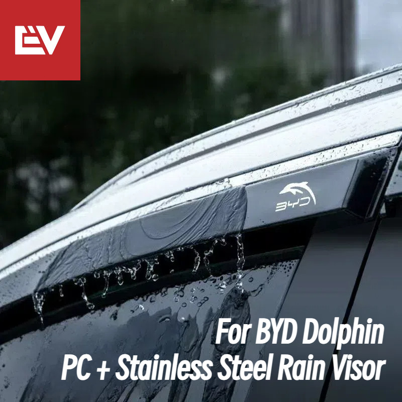 สําหรับ BYD Dolphin Rain Visor PC + พื้นผิวสแตนเลส ความโปร่งใสสูง ...